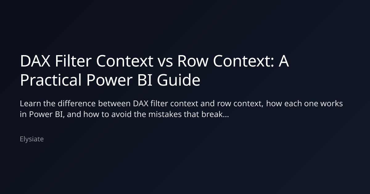 DAX Filter Context vs Row Context: A Practical Power BI Guide | Elysiate